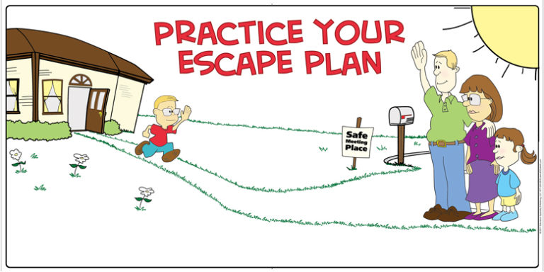 "Practice Your Escape Plan" Home Fire Drills Banner | Fire Safety For Life