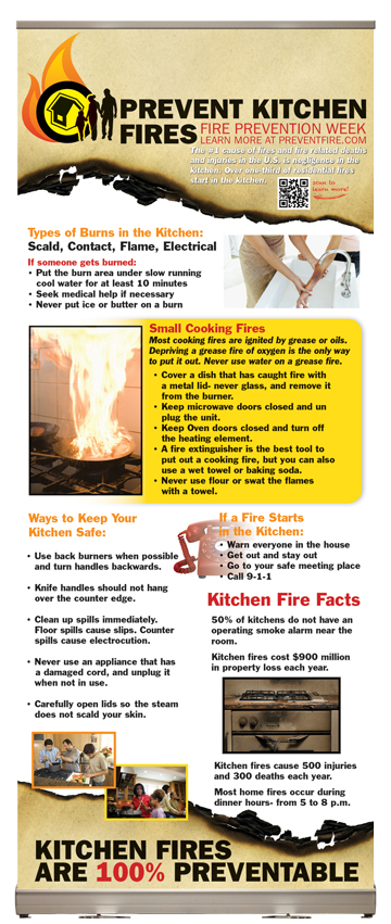 How To Prevent Kitchen Fires Roll Up Display | Fire Safety For Life